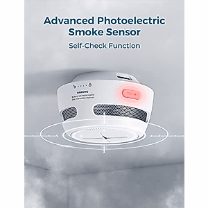 Smoke Detector 10-Year Battery with Test/Silence Button, AEGISLINK Fire Alarm with Photoelectric Sensor, Low Battery Warning, S500 (Independent, 1-Pack)