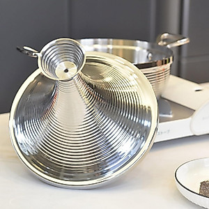 Generic moroccan tagine cooking pot,304 Stainless Steel Lid Anti-Scalding Handle High Temperature Resistance,for Cooking and Stew Casserole Slow Cooker,Gold,30cm