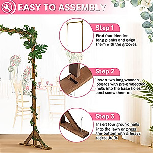 Loninak Wedding Arch-7.2FT Wooden Arch, Wooden Wedding Arch for Ceremony, Wooden Arbor Decoration, Wooden Backdrop Stand, Balloon Arch for Proposal Wedding Birthday Parties, Outdoor, Valentine Decor