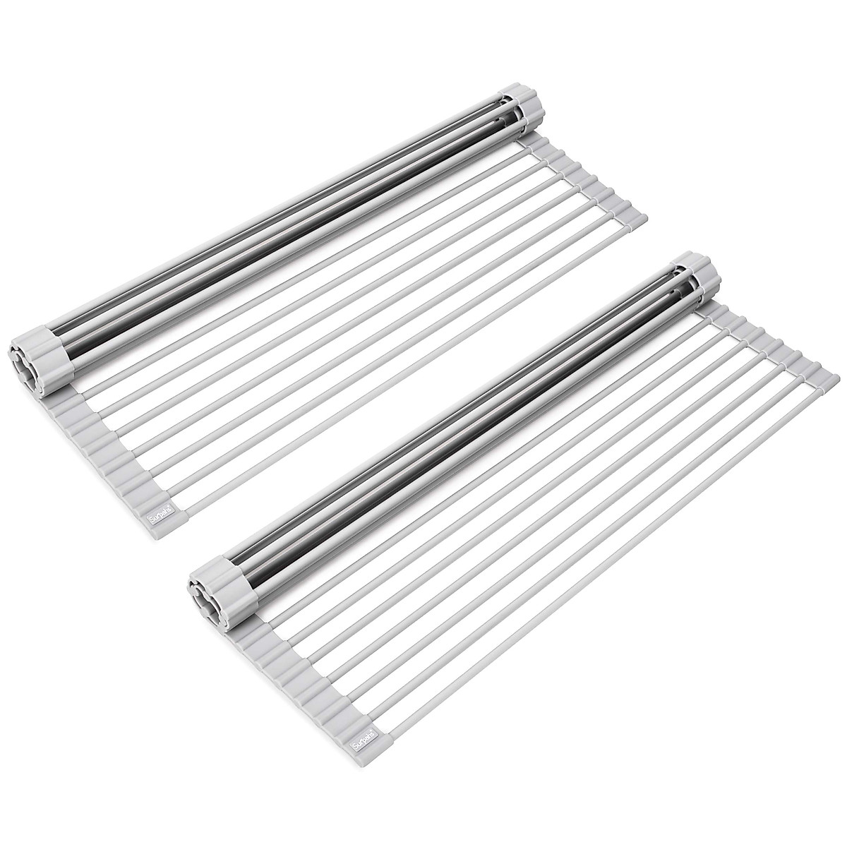 Surpahs Over The Sink Multipurpose Roll-Up Dish Drying Rack (Warm Gray, Large - 20.5"x13") - 2 Pack