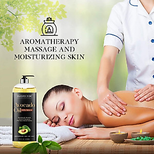 MAJESTIC PURE Avocado Oil - 100% Pure and Natural, Cold-Pressed, for Skin Care, Massage, Hair Care, and Carrier Oil to Dilute Essential Oils, 16 fl oz