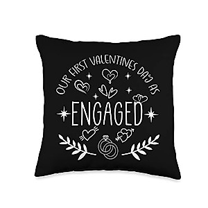 Our First Valentines Day As Engaged Lovers Couple Matching Throw Pillow, 16x16, Multicolor