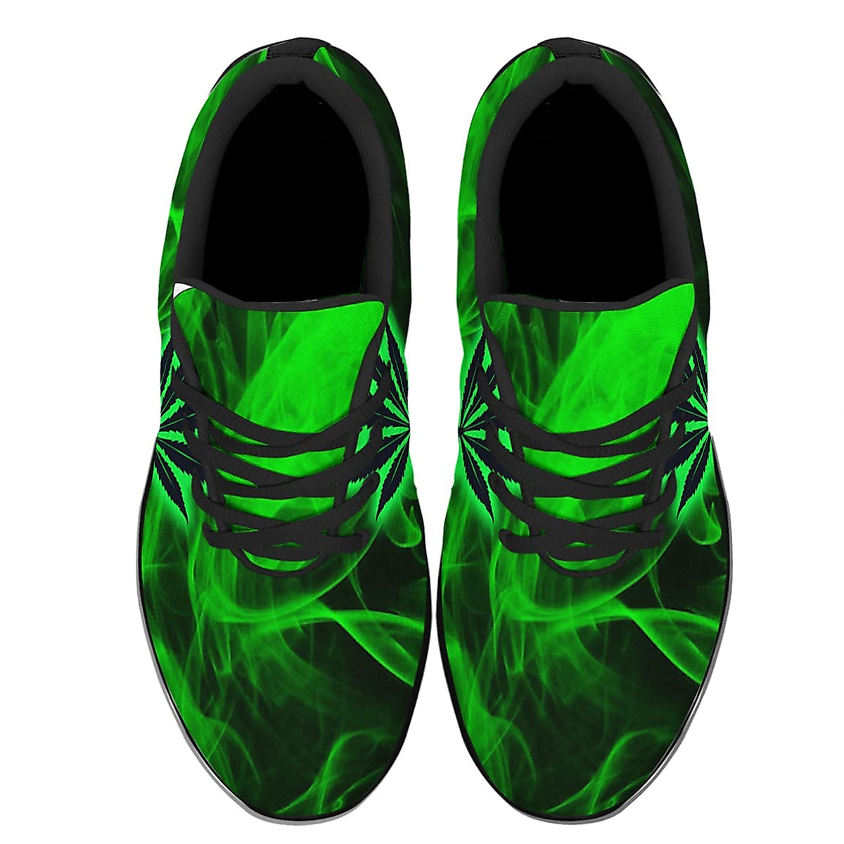 Marijuana Leaf Shoes Mens Womens Pot Leaf 420 Weed Running Sneakers Cannabis Leaf Walking Tennis Shoes Black Size 9