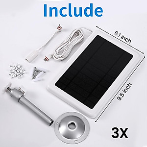 Ring Camera Solar Panel, Solar Battery Charger, Power for Ring Spotlight Camera Battery, Ring Stick Up Cam Battery, Type C and DC Plug Adapter, 5.5V 4.5W Fast Charging 3Pack (White)