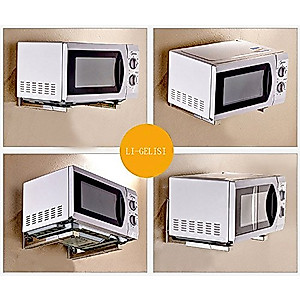 18/8 Stainless Steel Stretch Shelf Rack Wall Mount Kitchen Microwave Oven Stand Bracket Foldable Shelf Rack Oven Wall Mount Bracket Load 180 lb