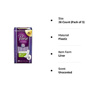 Poise Pantiliners 26 Count (Pack of 3)