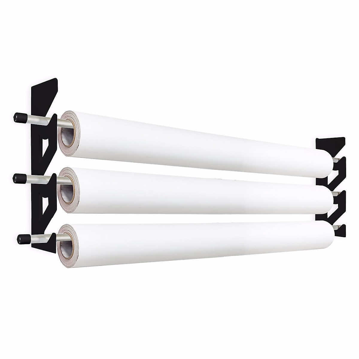 Generic 3 Roll Black Wall Mount Storage System Rack Kit for Car Vinyl & Tint- Large Sign & Banner Material Holder, Fabric Spool Convenient Craft Stand (With 68"" Poles, Black Powder Coating)