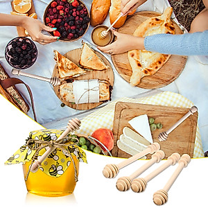 50 Pieces 3 Inch Wooden Honey Dipper Sticks Set Honey Dipper Sticks 50 pieces Honeybee Charm Pendants 50 pieces Decorative Bee Wrapping Paper with 30 Meters Jute Hanging Rope for Honey Jar DIY Crafts