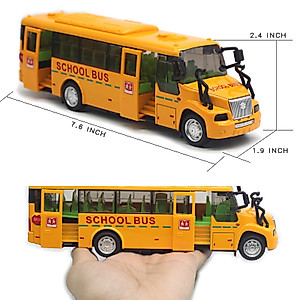 OTONOPI Bus Toys Die Cast Metal Toy Cars Pull Back School Bus Double Decker London Vehicles Friction Powered City Sightseeing Tour Bus Play Vehicle Toy Set for Kids 4 Pack