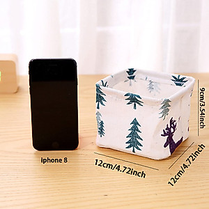 Desktop Waterproof Mini Canvas Storage Basket Bins Organizer Makeup Sundries Storage Box for Brush Pen Lipstick Hair ring Holder Drawer divider (A combination)