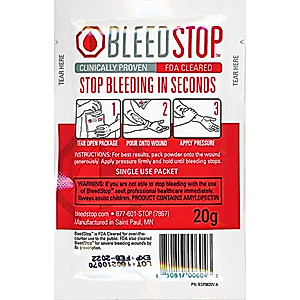 Bleedstop Stop Bleeding in Seconds Emergency First Aid for Home Kids and Family (2) 20g Powder Packets (1)
