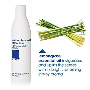 LATHER Bamboo Lemongrass Conditioner - Lightweight & Non-Greasy Crème Rinse Formula - Gentle Daily Hair Detangler Conditioner for All Hair Types - Sulfate Free - 8 Fl Oz Bottles (Pack Of 2)