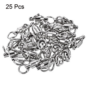 PATIKIL Ball Bearing Swivel, 25 Pack 50lb Stainless Steel Solid Welded Ring Fishing Tackle Connector, Silver