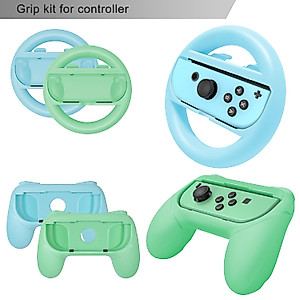 Accessories Bundle Compatible for Nintendo Switch OLED 2021, Essential Protection Kits with Carrying Case, Screen Protector, Cards Storage Case, Hand Grips, Cover for JoyCon & Thumb Grip Caps