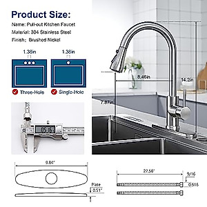 ATPCOLTD Single Handle High Arc Brushed Nickel Pull Out Kitchen Faucet,Single Handle Stainless Steel Brushed Nickel Pull Down Kitchen Sink Faucet with Sprayer