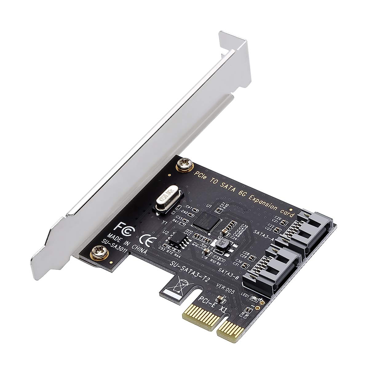 MHQJRH PCI Express SATA 3.0 Controller Card, 2-Port PCIe to SATA III 6GB / s Built-in Adapter Converter, PCI-E to SATA 3.0 Disk Array Card，with Small Bracket and 2 SATA Cable Support SSD and HDD