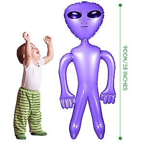 BBTO 3 Pcs Alien Inflates Inflatable Alien Jumbo Alien Blow up Toy for Party Decorations, Halloween, Birthday, Alien Theme Party(35 Inch,Green, Purple)
