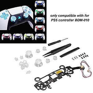 Multi Colors Luminated D pad Thumbstick D Pad Face Buttons for PS5 Controller,8 Colors 19 Modes DIY Classical LED Light Kit for PS5,Good Gift