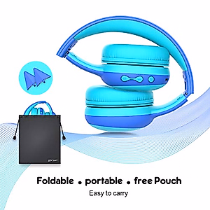 gorsun Bluetooth Kids Headphones with Microphone,Children's Wireless Headsets with 85dB Volume Limited Hearing Protection,Stereo Over-Ear Headphones for Boys and Girls (Blue)