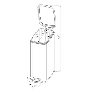 ORAVO 45L Slim Step Trash Can,Heavy Duty Hands-Free Stainless Steel Commercial/Kitchen Step Trash Can, Fingerprint-Resistant Soft Close Lid Trashcan