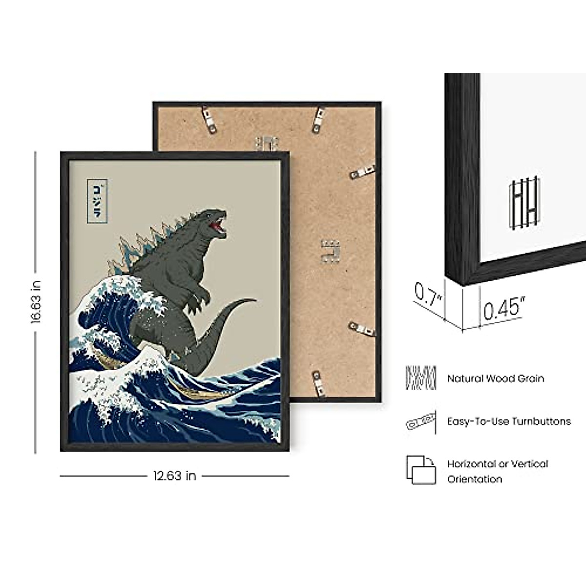 HAUS AND HUES Framed Japanese Art Wall Decor Japanese Wall Art for Boys Room, Japanese Style Wall Art, Movie Prints Painting and Posters for Walls (Black Framed, 12x16)