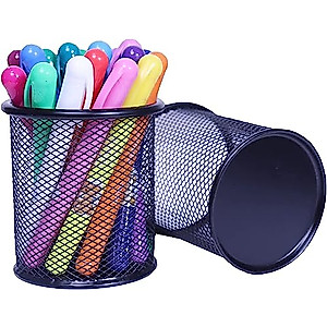 SNOW COOLER Pen Holder Mesh Pencil Holder Metal Pen Holder Pencil Holder for Desk Office Pen Organizer Black, 4 Pack
