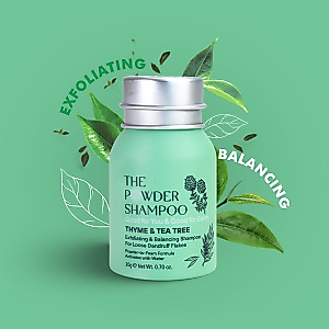 Exfoliating Foaming Powder Shampoo for Dandruff | 20x Washes | Vegan, Eco-Friendly, Tea Tree, Salicylic Acid 0.7 Oz Mini Aluminum Bottle