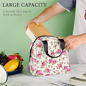 Roses Lunch Bag for Women Men, Insulated Meal Bag, Lunch Tote Bag for Work Outdoor