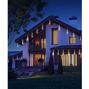 Krfnmy Solar Meteor Shower Light 11.8 Inch 10 Tubes 360led Raindrop Light Holiday Wedding Home Garden Decoration Waterproof Light (White/Color)