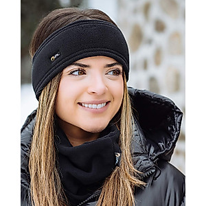Lupa Handmade Unisex Triple-Layer Micro Fleece Headband - Headband Ear Warmer - Ear Warmers for Women & Men - Ears Cover (Black)