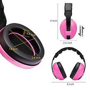Dison Kids Noise Reduction Earmuffs, Baby Ear Protection Noise Cancelling Headphones Hearing Protection Earmuffs for Toddler (Pink)