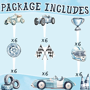 36 Pcs Race Car Cupcake Toppers - Racing Car Party Decorations and Race Car Party Cupcake Toppers - Perfect for Race Car Birthday Cupcake Toppers, Racing Car Baby Shower and Race Car Cake Decor