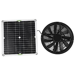 Diydeg Solar Powered Fan Kit, 100W 12V 10in Waterproof Cooling Round Solar Panel Exhaust Fan with Fan Cover, 3000 RPM Outdoor Portable Mini Ventilator for Chicken Coops, Greenhouse Shed, Pet House