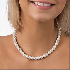 GRAZIOSO Faux Pearl Necklace Set for Women Girls, 8mm Pearl Earrings Bracelet 3 pcs Pearl Jewelry, Birthday Christmas Gift for Brides Mom Wife Sister Best Friend, Gift Box (B)