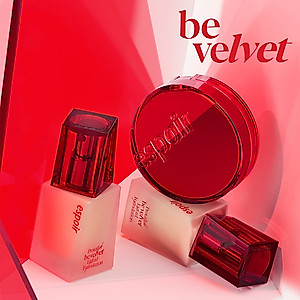 Espoir Pro Tailor Be Velvet Cushion SPF34 PA++ #4 Beige 0.45oz with 0.45oz Refill | Lightweight Matte Skin Full Coverage Cushion Foundation | Flawless Finish, Long-Lasting Comfort | Korean Makeup