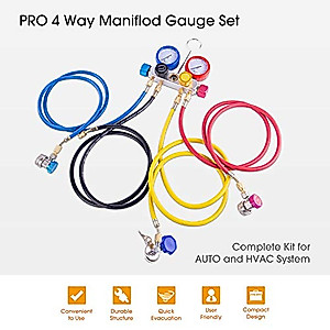 BACOENG Professional Vacuum Pump & Manifold Gauge Set - HVAC A/C Refrigeration Kit - Diagnostic R12 R22 R134a R410A - w/Case