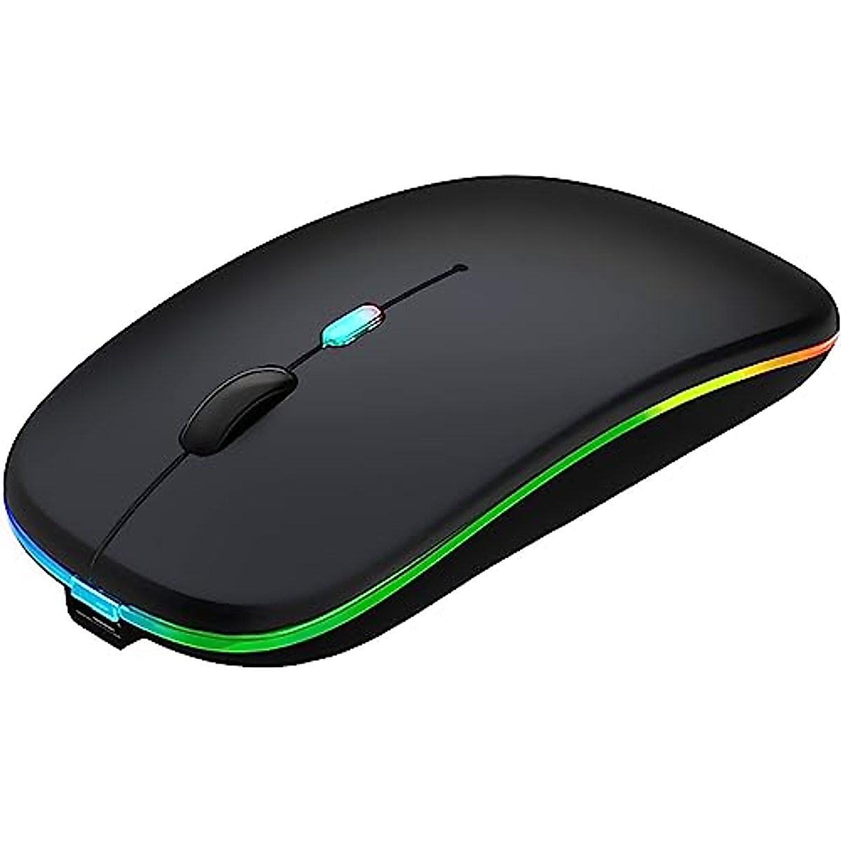 Wireless Bluetooth Mouse,LED Rechargeable Slim Silent Laptop Mouse,Portable(BT5.2+USB Receiver)Dual Mode Computer Mice,Quick Precise Responsiveness Control Laptop,Desktop Computer,Tablet,phone.(Black)