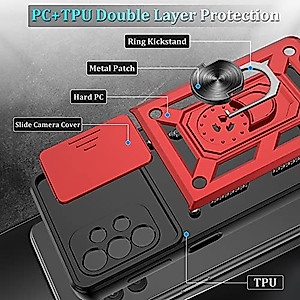 Galaxy A32 5G Case, Samsung Galaxy A32 5G Case with HD Screen Protector, Heavy Duty Shockproof Phone Cover with Magnetic Kickstand Ring for Galaxy A32 5G, Red