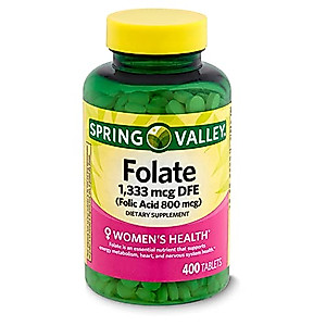 Support Your Body's Needs with Spring Valley's Folate Dietary Supplement - 1,333mcg, 400 Count. Includes Luall Fridge Magnetic
