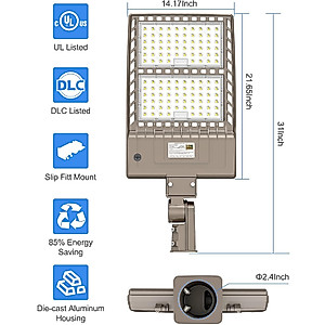 KUKUPPO 10 Pack 400W LED Parking Lot Light 60,000LM, DLC UL Listed Industrial Grade LED Shoebox Parking Pole Light 5000K IP65 Waterproof with Slip Fitter 110V 120V