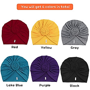 6 Pcs Women Turban Hat Head Wraps for Women Twist Knot Pre-Tied Turban for women