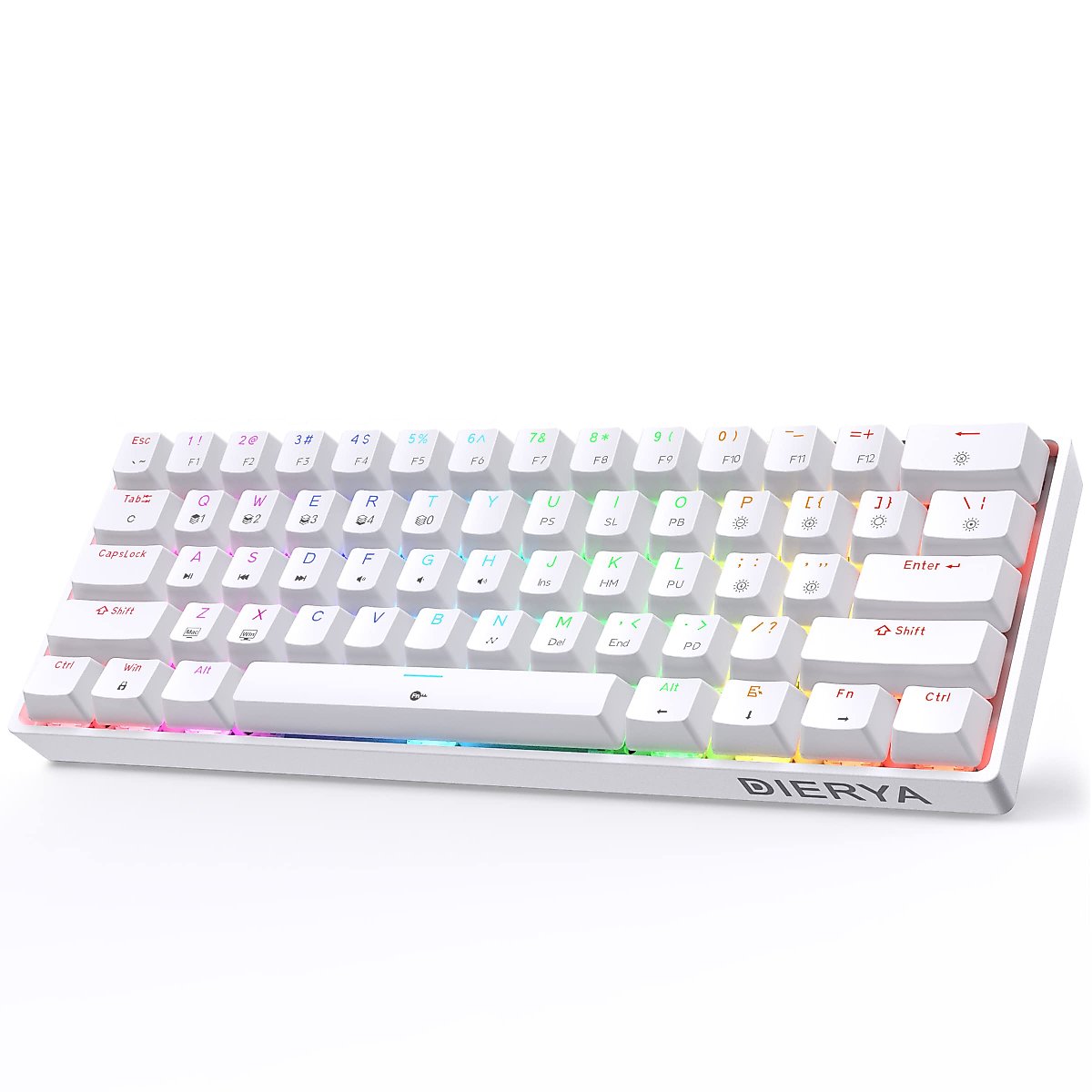 DIERYA DK61E 60% Percent Mechanical Gaming Keyboard, Optical Red Linear Switch, PBT Keycap, RGB Backlit, Waterproof, Wired USB C Mechanical Keyboard with Full Keys Programmable