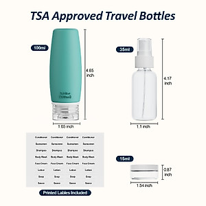 PACKISM TSA Approved Toiletry Bottles - 6 Pack Leak Proof 3.4oz Silicone Travel Bottles for Toiletries, BPA Free Leak Proof Refillable Travel Accessories (Not come with content inside the bottle)