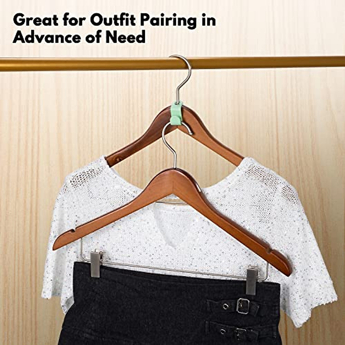 Jumperlay Clothes Hanger Hooks Connector for Outfit Pairing, Hanger Extender Hooks for Space Saving, Cascading Hanger Hooks for Organizing Small Closet, 100 Pack, White