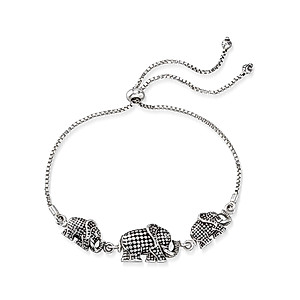 Ross-Simons Sterling Silver Bali-Style Elephant Trio Bolo Bracelet