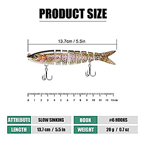 TRUSCEND Fishing Lures for Bass Trout Multi Jointed Swimbaits Slow Sinking Bionic Swimming Lures Bass Freshwater Saltwater Bass Lifelike Fishing Lures Kit