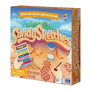 Spin Master Sandy Sketches Sand Drawing Guessing Board Game, Family Game for Ages 8 and up