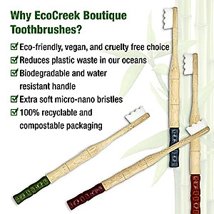 Soft Bristle Toothbrush Bamboo Toothbrushes - 10000 Bristle Toothbrush PACK OF 4 Ultra Soft Bristles Bamboo Tooth Brush | Gum Recession Nano Bristle Brushes Bulk Micro Wooden ToothBrushes for Adults