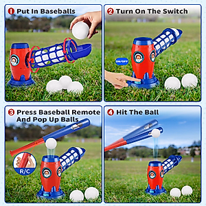 LZZAPJ T Ball Sets for Kids 5-8,Tee Ball Set with Plastic Baseball Bat,Toddler Baseball Game Sports & Outdoors Toys, Baseball Training Equipment for Youth 3-5, Tball Set Gifts for Boys Girls 8-12