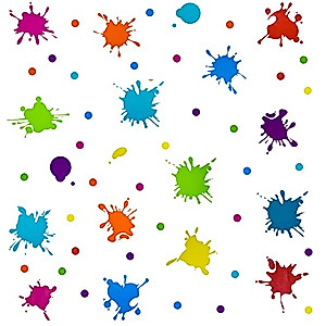 Maydahui Multicolor Paint Splatter Wall Decals Splatter and Splotches Wall Sticker (47 x 47 Inch) Peel & Stick Removable Ink Paint Art Decor for Kids Bedroom Kindergarten Nursery Classroom